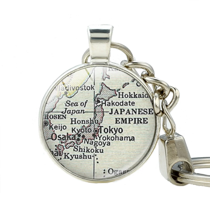 Japan Map Keychain Handmade Silver Plated Japan Vintage Map Jewelry Map ...