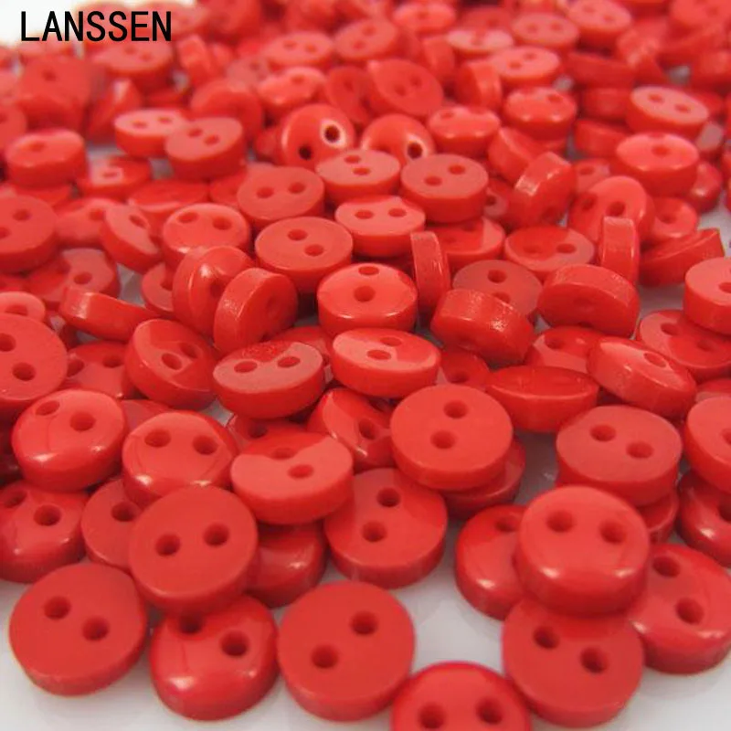 500pcs 1/4" Red Round Resin buttons fit sewing buttons craft ...