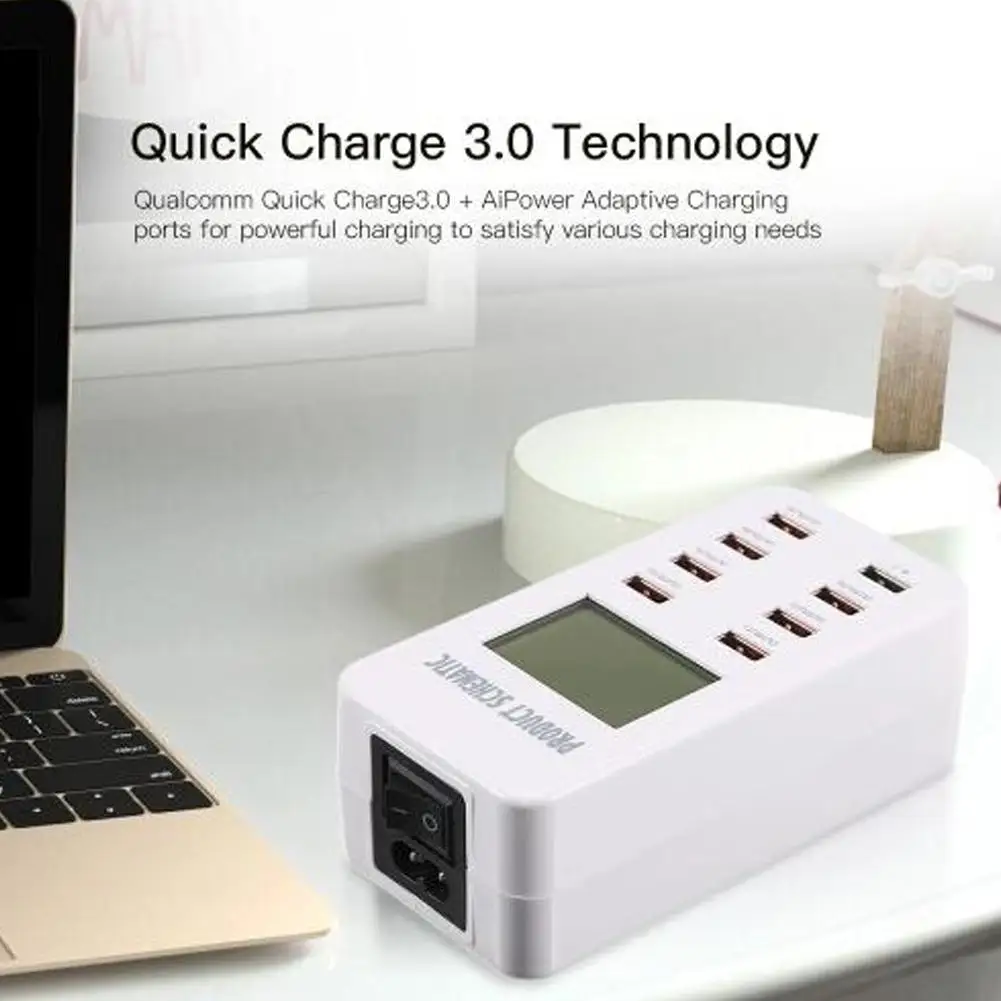 Smart 8 Port USB Power Adapter Fast Charger Desktop Phone Charging with ...
