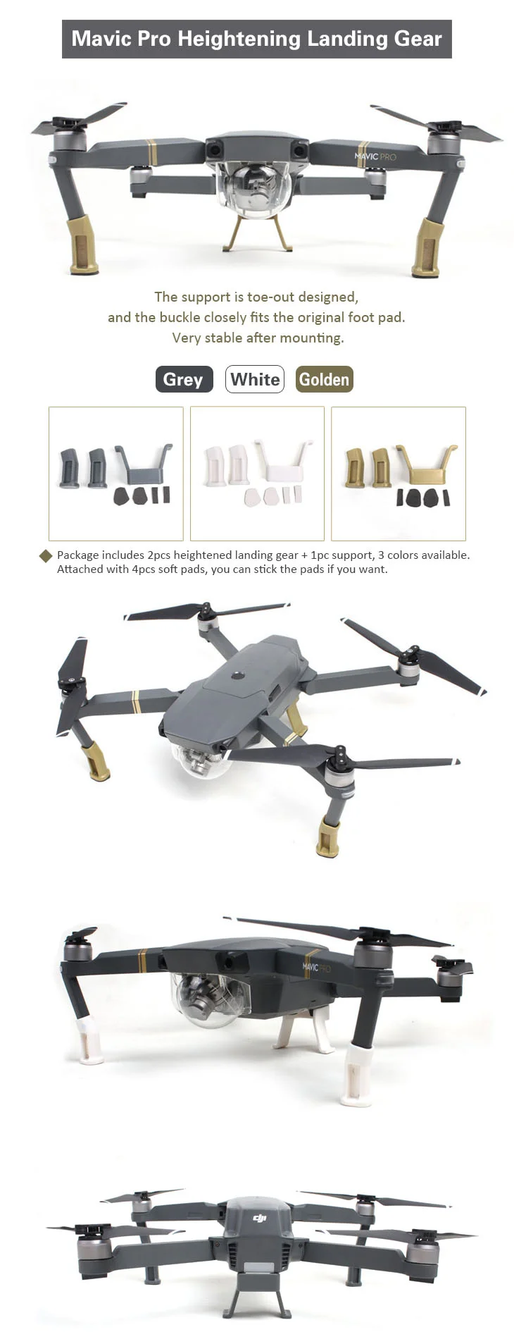 Sunnylife Mavic Pro Heightened Landing Gear Lengthened Extended Support ...
