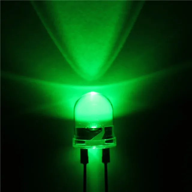 500pcs Green 10mm 0.5W Green High Power LEDS Light Round Lamp Light ...