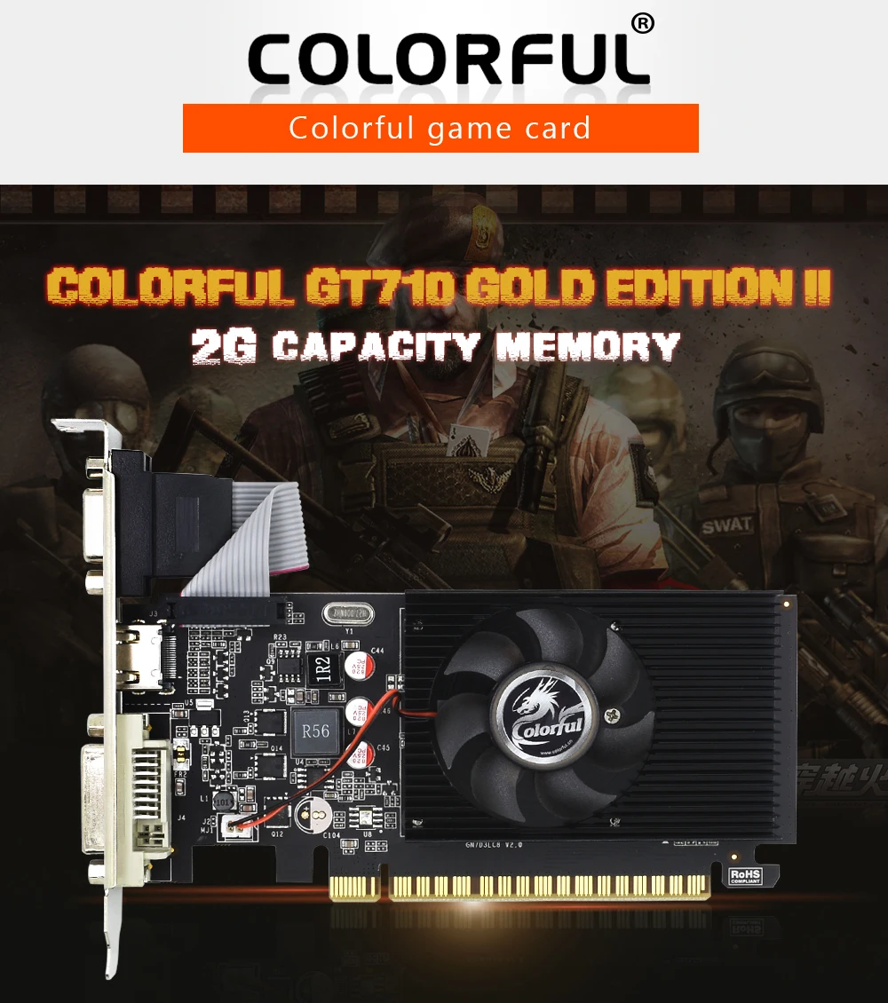 Colorful Geforce GT710 2GB DDR3 64 Bit Graphics Video Card DVI+HDMI+VGA ...