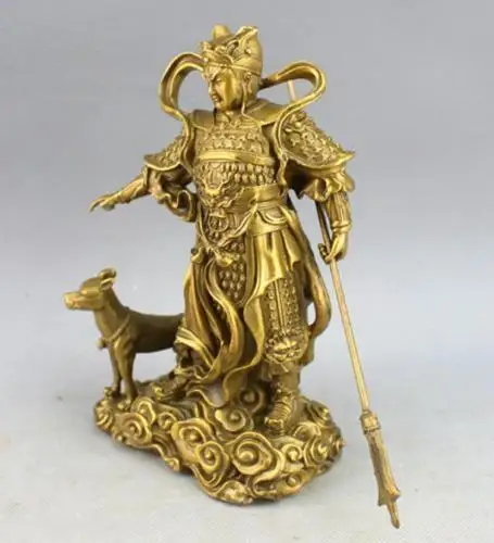 Chinese Myth Brass Copper Protect Three Eyes Yang Jian God Erlang Dog ...