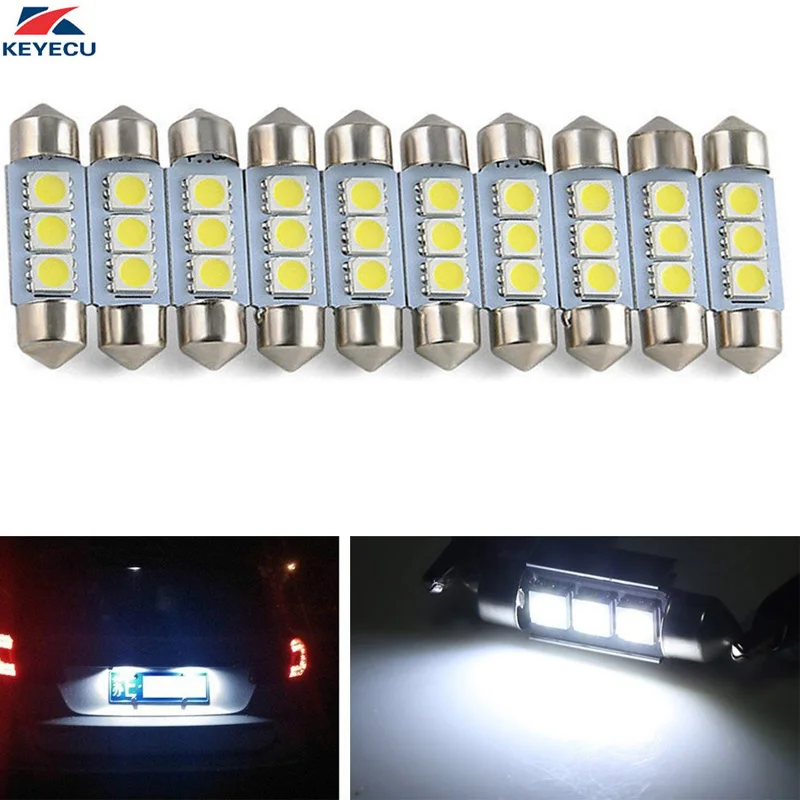 Aliexpress.com : Buy KEYECU 10PCS DC 12V White 42MM 3528 16SMD LED Car ...