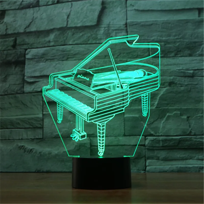 AUCD New LED Bedroom Decoration 3D Vision Acrylic LED Piano Lighting ...