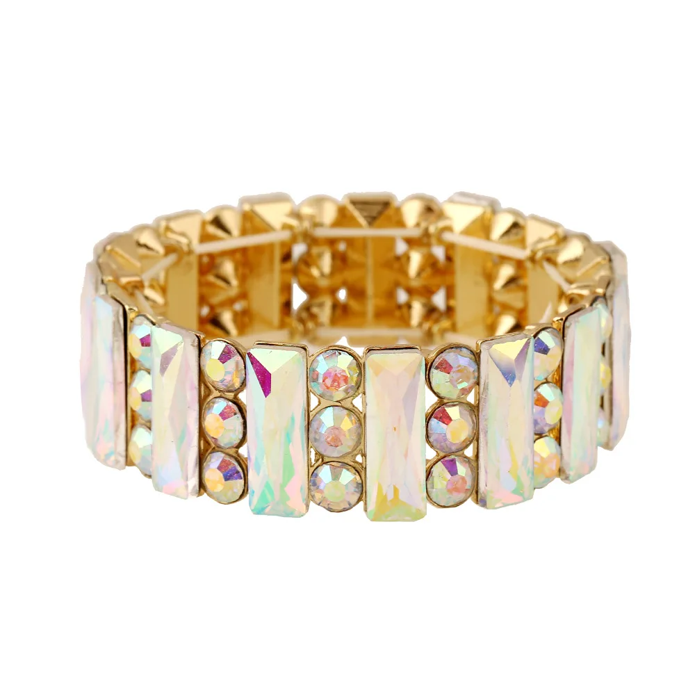 Luxury Crystal Rhinestone Bangle Bracelets Charm Elastic Adjustable ...