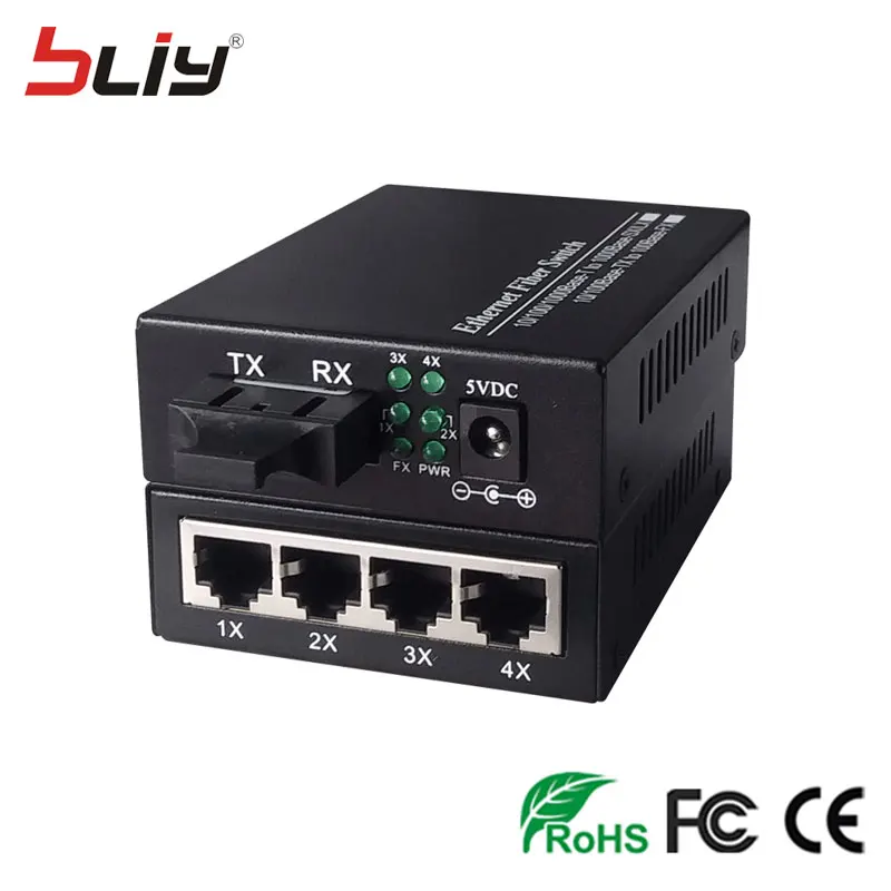 5 Port Mini Gigabit Ethernet Switch 1g4e 1 Fiber Port To 4 Rj45 Gigabit ...