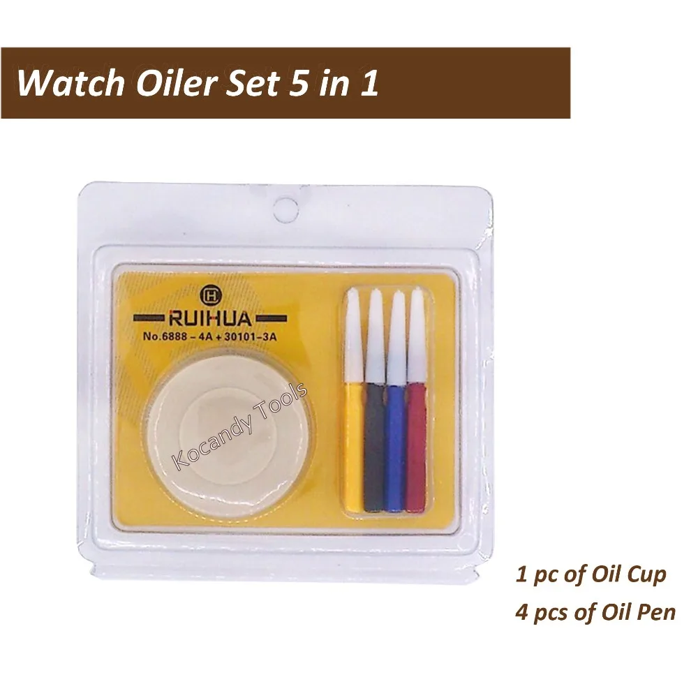 Watch Oiler Set Assortment of 1 Oiler Cup and 4 Oil Pens Watch Repair ...