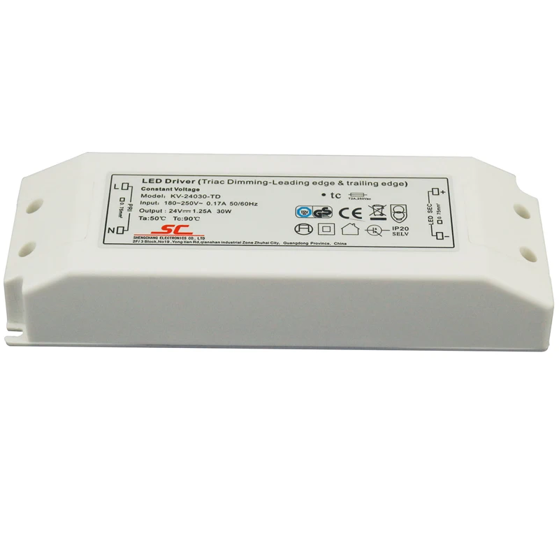 DC 12v 24v 36v 30W triac dimmable led driver constant voltage 12v power ...
