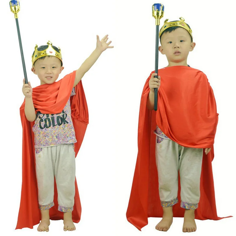 Children Kids Adult Halloween Party Cosplay Red King Prince Cape Cloak ...