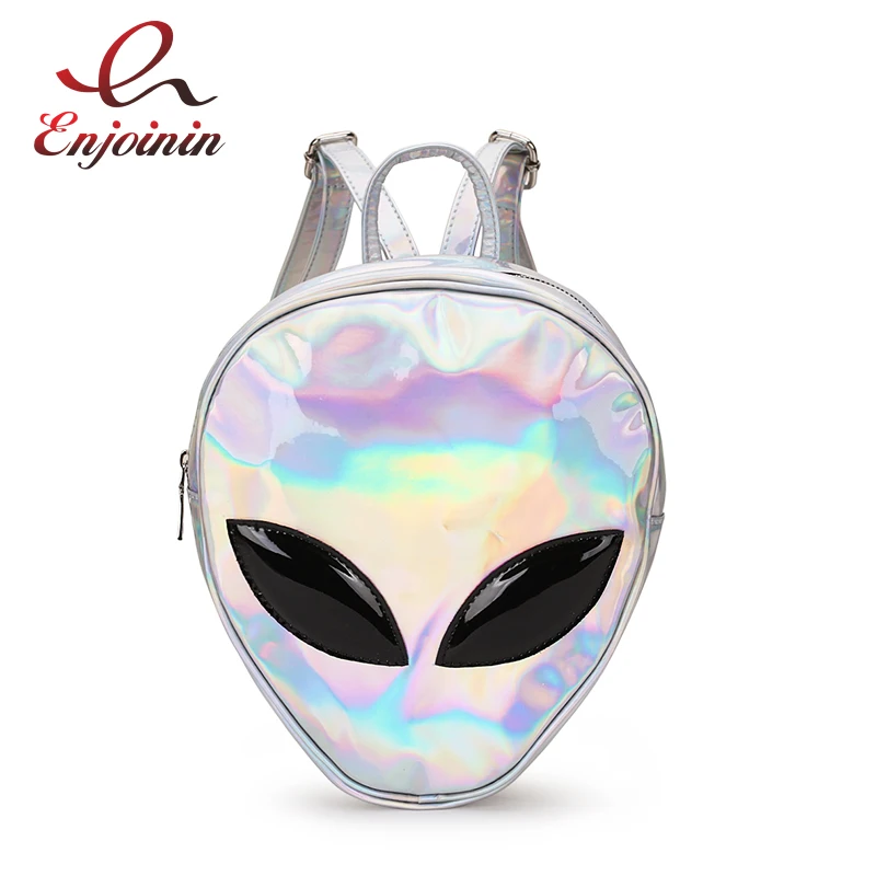 Fashion Alien design backpack Women Silver Hologram Laser Women's ...