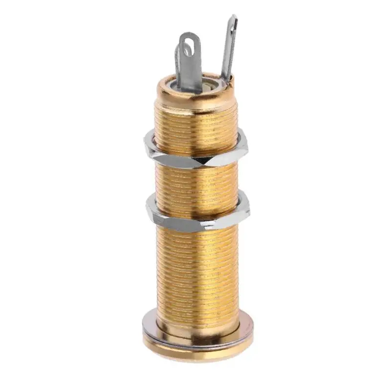 1pcs Gold Brass Guitar End Pin Jack Output Socket Plug For Electric Bass Guitar Parts
