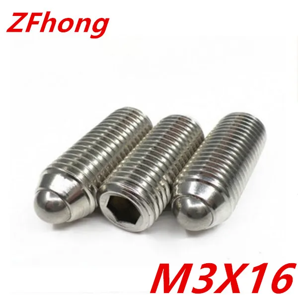 20pcs M3*16 Stainless Steel Hex Socket Spring Ball Plunger Set Screws ...