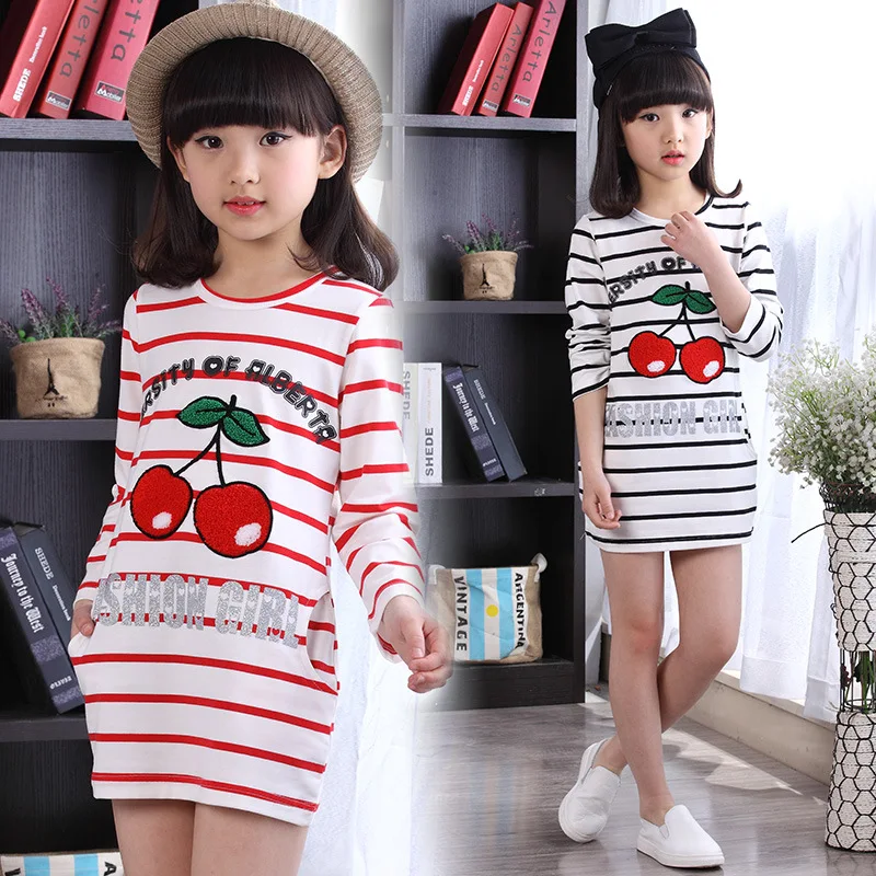 Camiseta embroma la ropa a rayas primavera niña camiseta para 5 6 7 8 9 ...