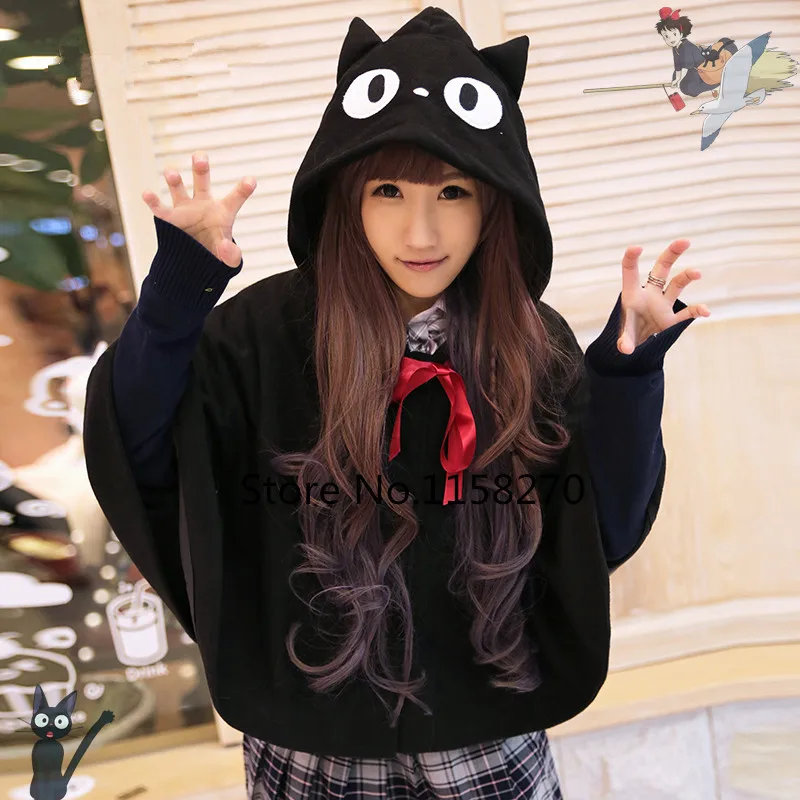 Kiki S Delivery Service Witch Black Cat Jiji Cloak Coat Cosplay Costume Jpg
