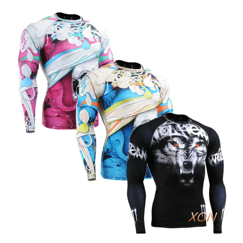 Full Print Long Sleeve Rashguard Complete Graphic Compression Shirts ...