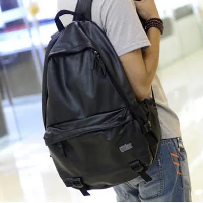 2014 new design PU pure color men's travel bag college student school ...