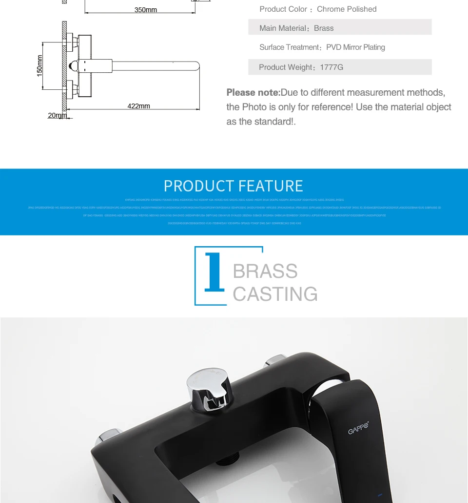 GAPPO Высокое Качество лакированный черный смеситель для ванны s настенный дождь Душевая Головка ...