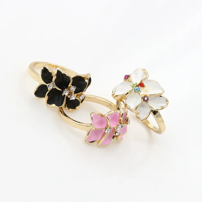Pink White & Black Colors Gardenia Flower Ring Clear & Fancy Colorful ...