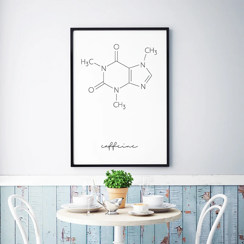 Caffeine Wall Art // Molecule Art // Molecular Structure of Caffeine ...
