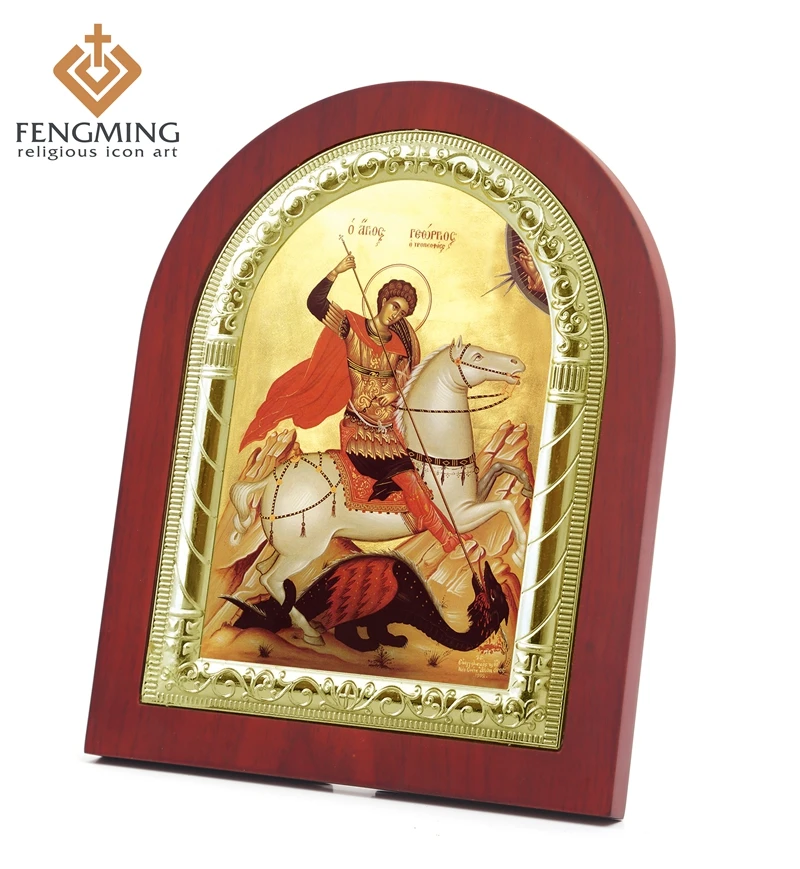Hot sale Russian Orthodox Icon Saint George Images Plated Gold Silver ...