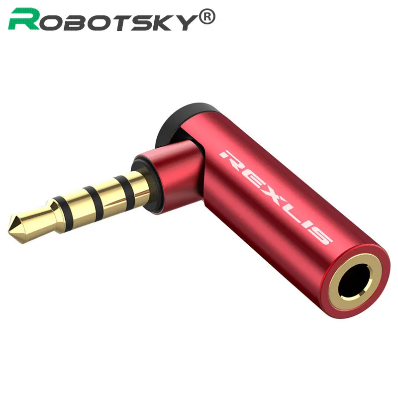 90 Degree 3.5mm Audio Adapter Gold Plated Headphone CTIA OMTP Converter ...