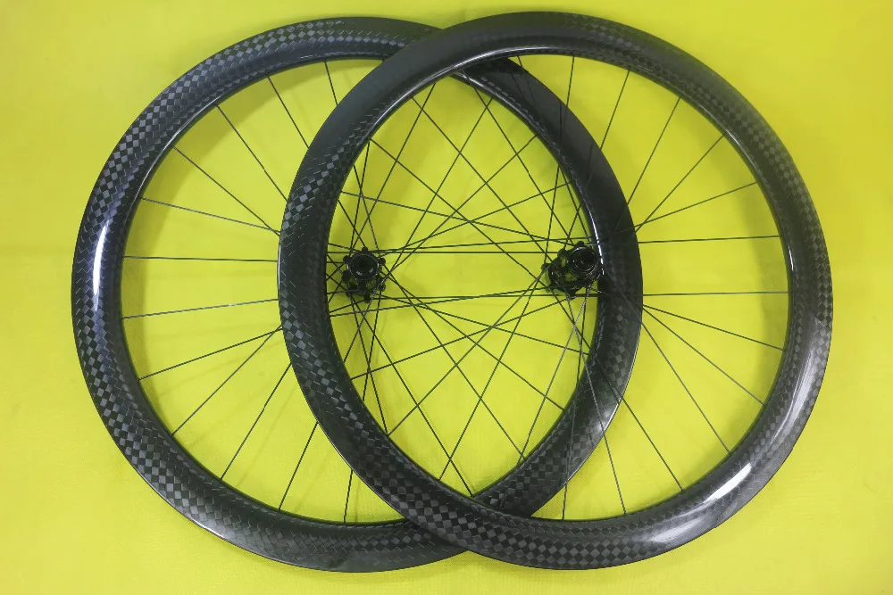 700C 50mm clincher carbon fiber road disc cyclocross wheelset 25mm wide ...