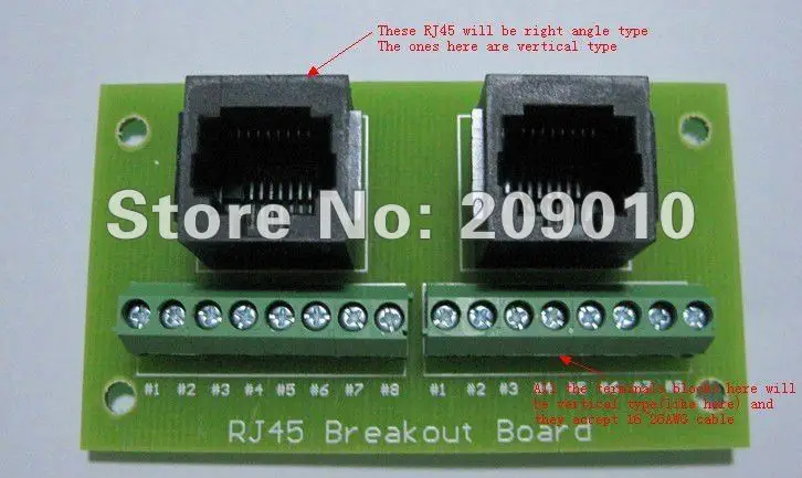 RJ45 Breakout Board with 2 RJ45 Jacks and 2 *8pins terminal blocks ...