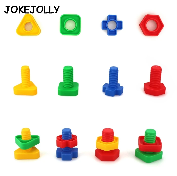 קוביות משחק - 10 sets Screw building blocks plastic insert blocks nut ...