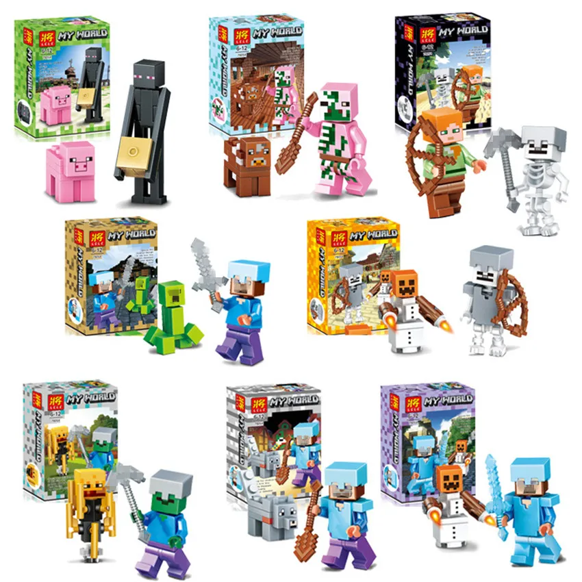 8set/lot Minecraft Steve Toys With Weapons Hot Minecrafted Mini Model ...