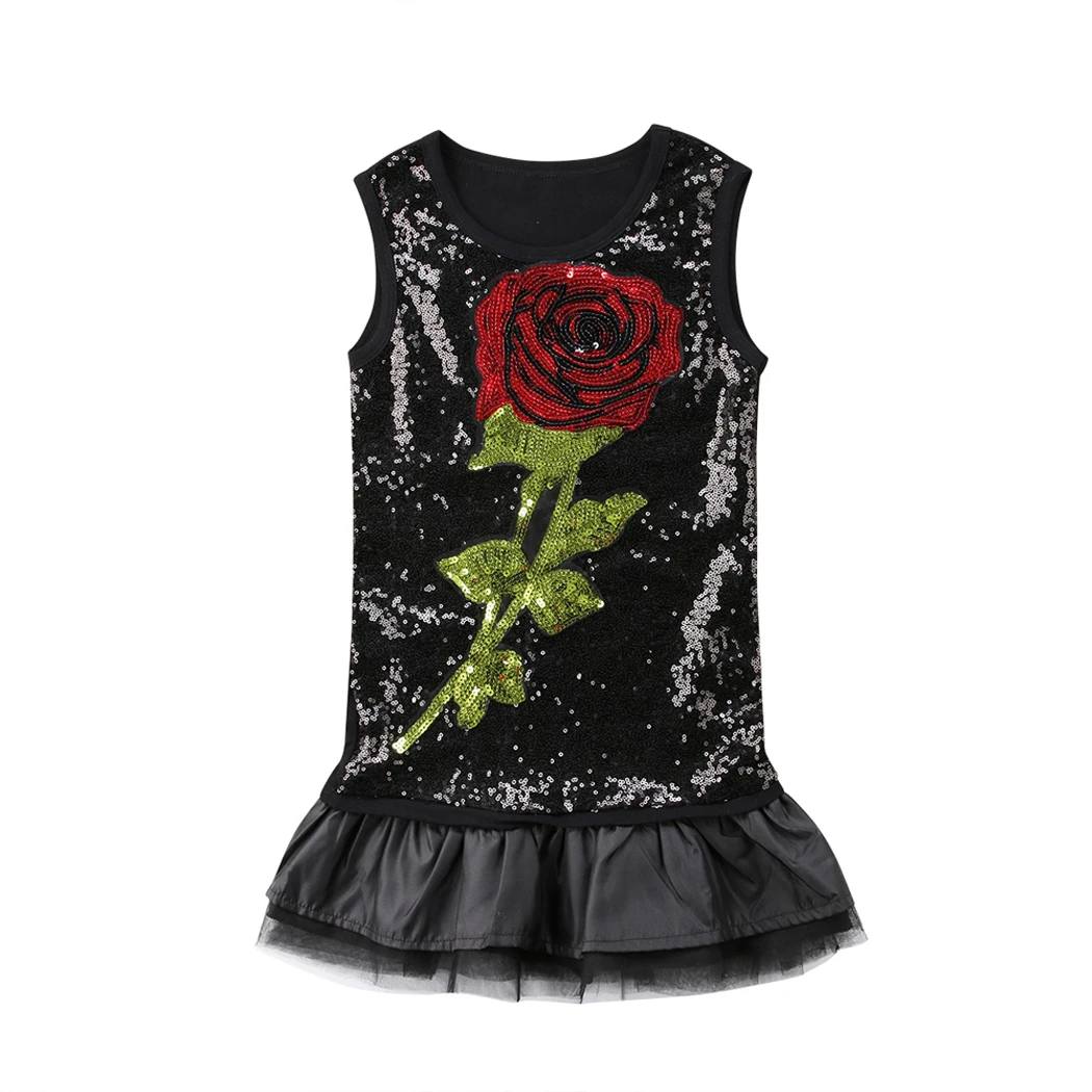 Moda niños pequeños bebé niña ropa Rosa flor lentejuelas sin mangas ...