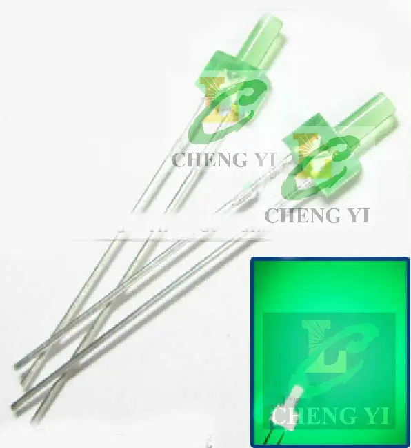 High bright 2mm tower dip led Pure green diffused indicator diode 3.0 3 ...