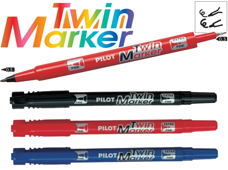 3 pcs/lot CD Marker Japan Pilot SCA TM Twin Marker 2 Tips F & EF in 2 ...