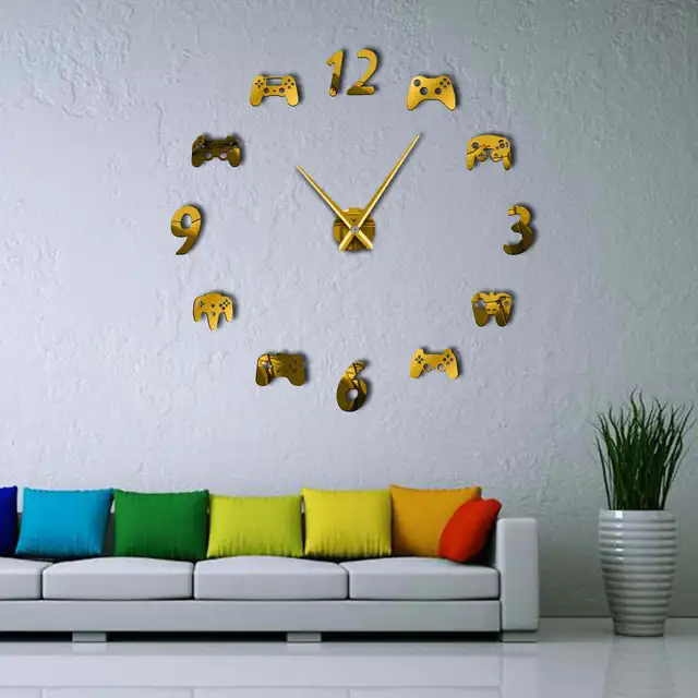 Gamepad DIY Large Wall Clock Watch Modern Video Game Controllers 3d diy ...