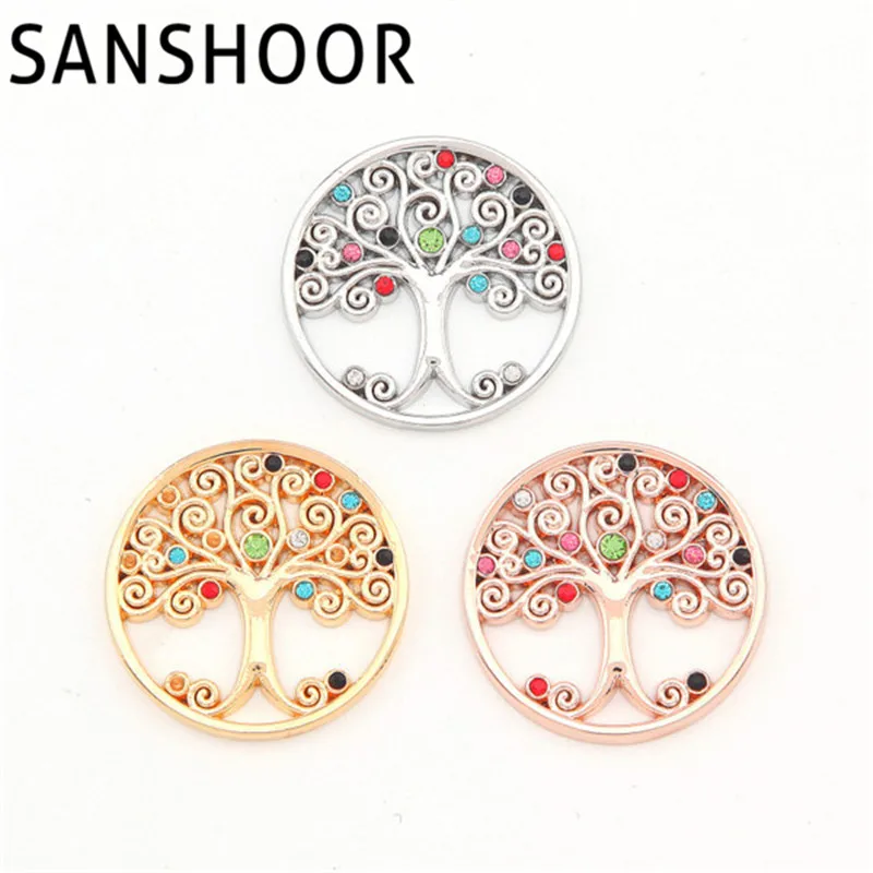 33MM Tree of Life Coin with Multicolor Crystal Fit For My Coin Holder ...
