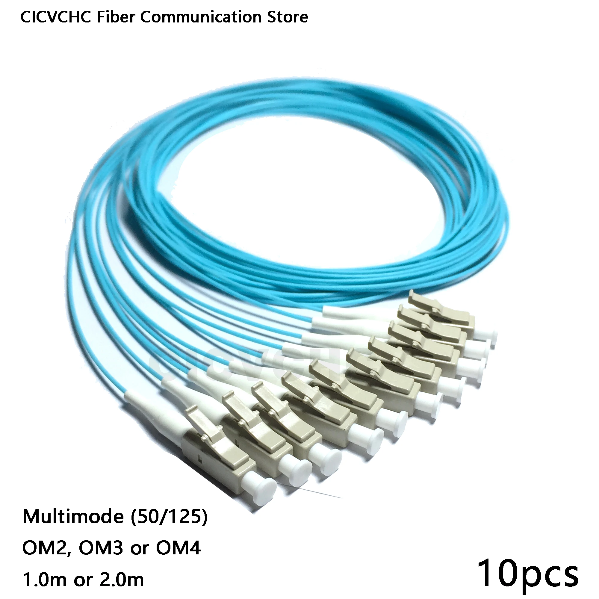 10pcs LC/UPC-Multimode(50/125)-OM2, OM3, OM4-0.9mm Cable / Optical ...