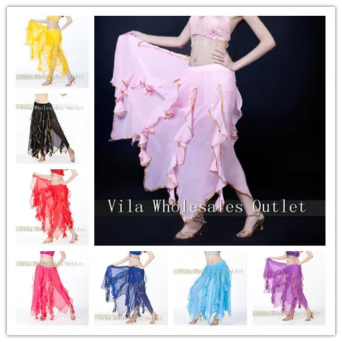 Shining Satin Long Spanish Skirt Swing dancing Belly Dance Costume ...