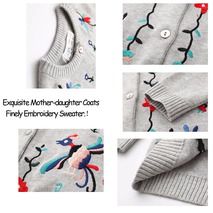 가족 일치하는 스웨터 가족 봄 보이는 가을 목화 따뜻한 스웨터 엄마 소녀와 일치 자 수 코트 어린이 의류