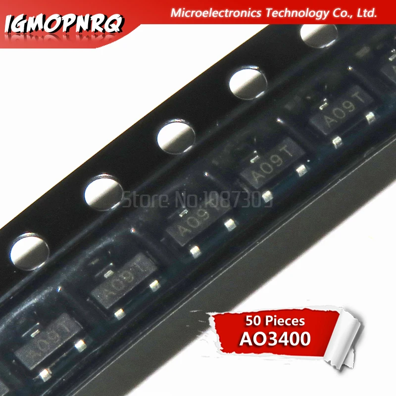50pcs AO3400 AO3400A SOT23 3 MOSFET MOSFT 5.0A 29mOhm 30V 2.5V drv ...