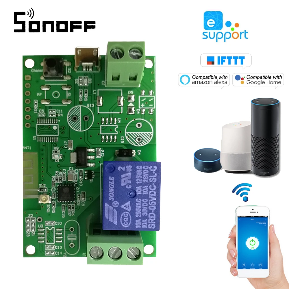 SONOFF 5V/12V/220V Remote Switch APP Voice Remote Control For Alexa ...