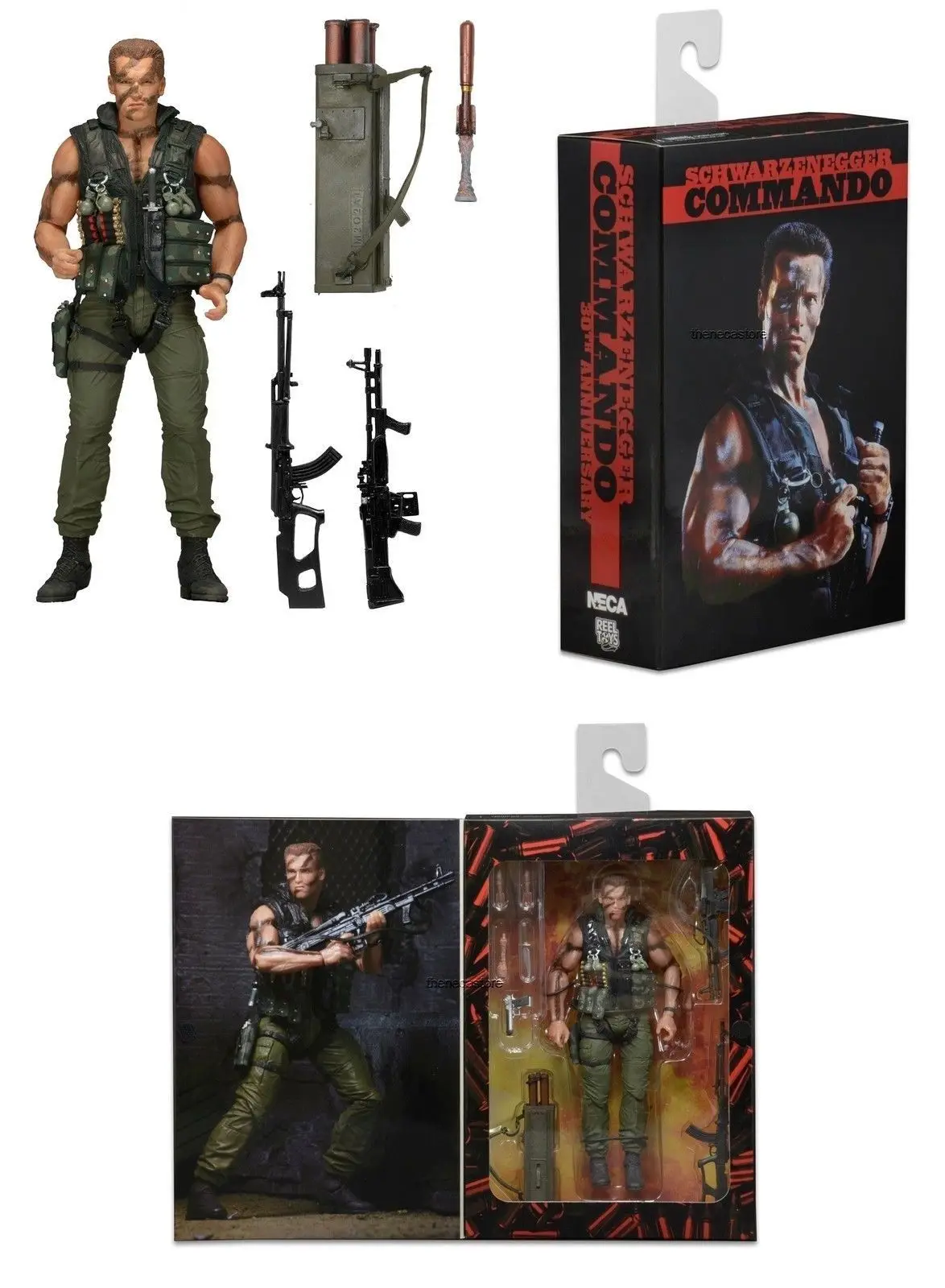 NECA COMMANDO Coronel JOHN MATRIX figura de acción 30TH aniversario ...