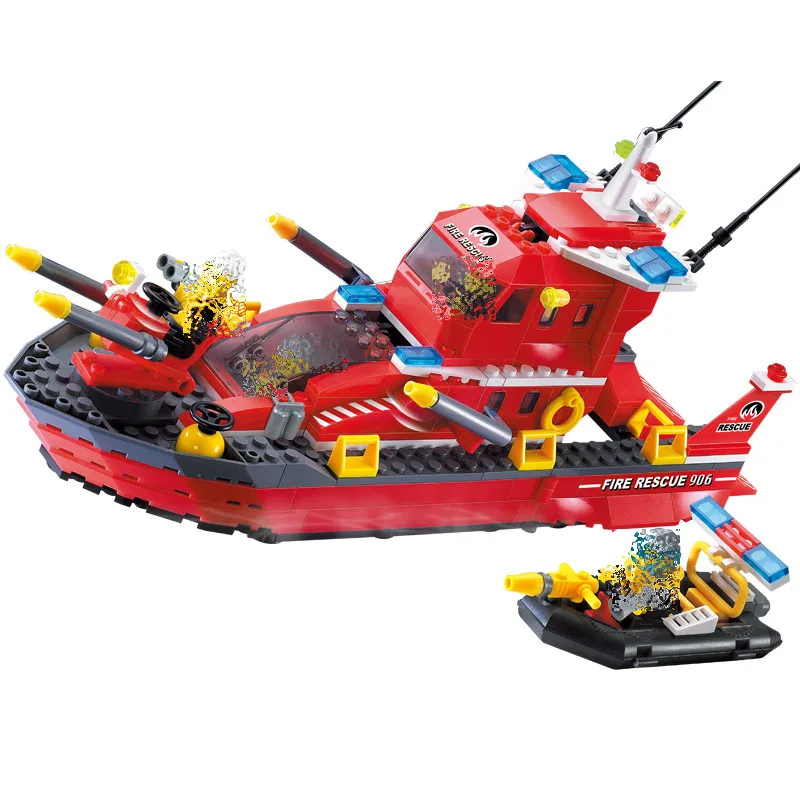 Enlighten City Fire Boat Rescue Ships Station blocks Fireboats Starter ...