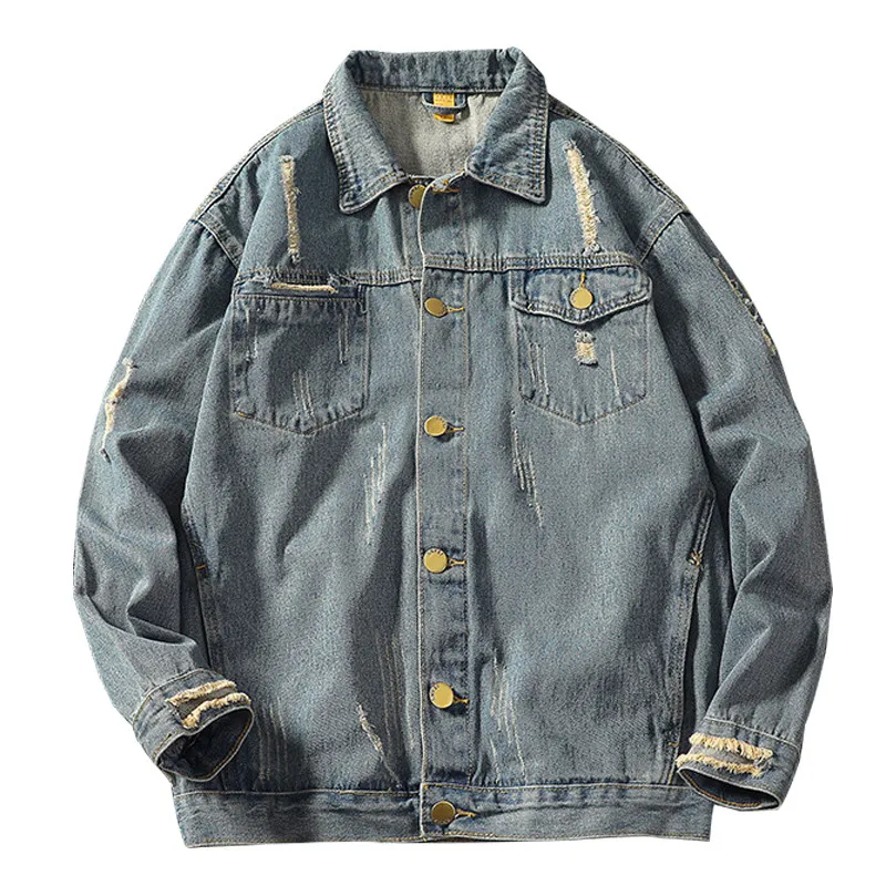 MORUANCLE Fashion Mens Ripped Denim Jackets Washed Distressed Jean ...