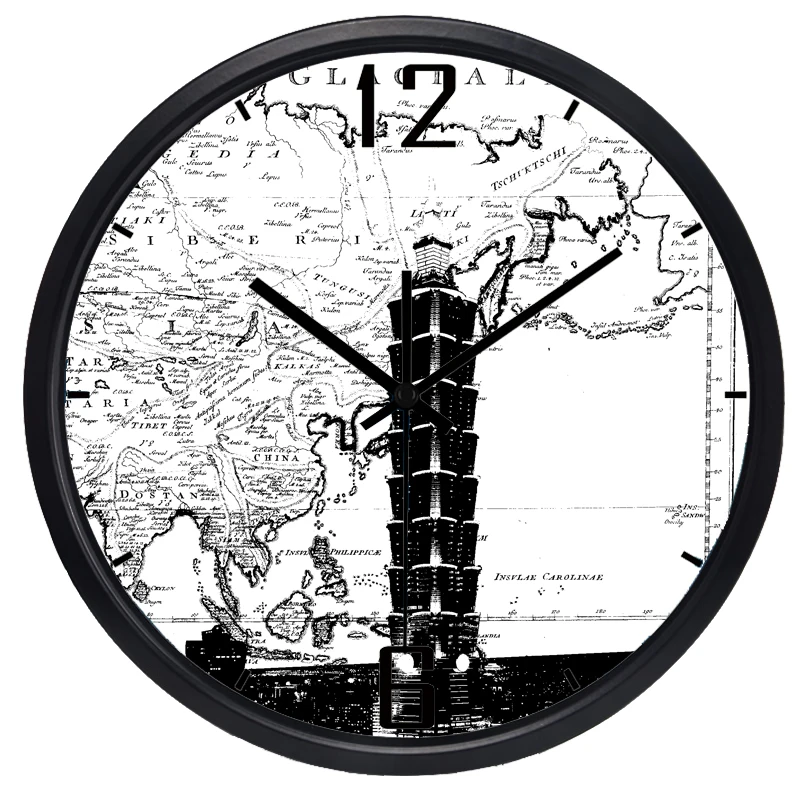 Modern-DesignTaipei-101-Buildings-Hotel-Lobby-Wall-Clocks-Travel-Map ...