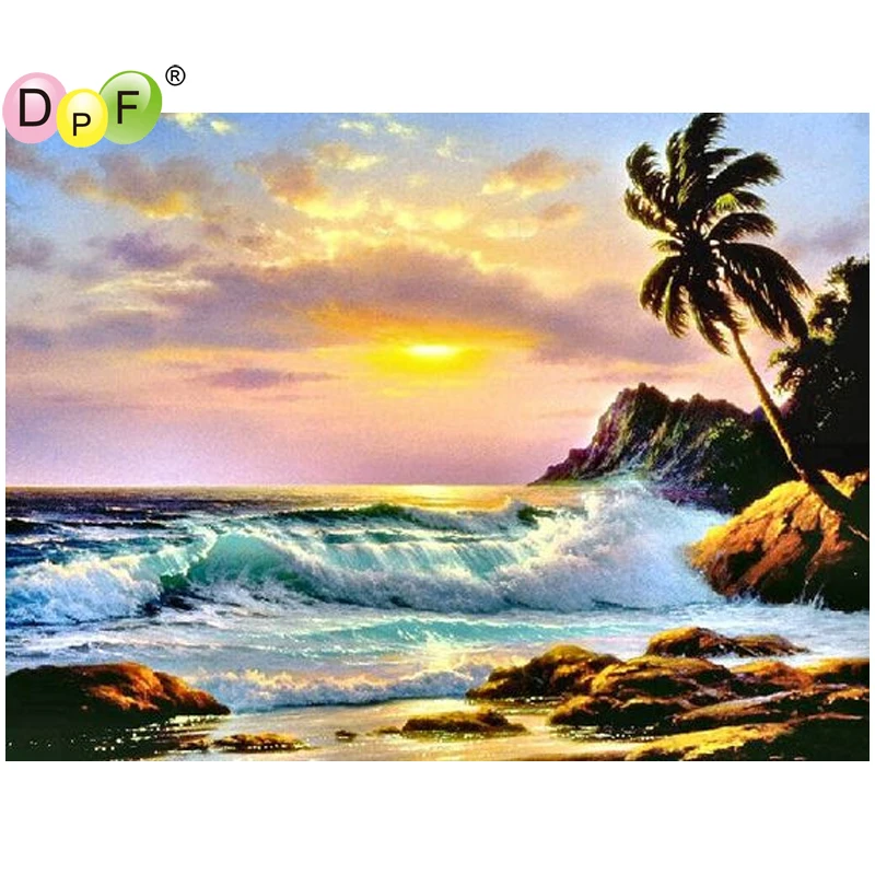 Aliexpress.com : Buy DPF DIY Sunset beach 5D diamond mosaic square ...