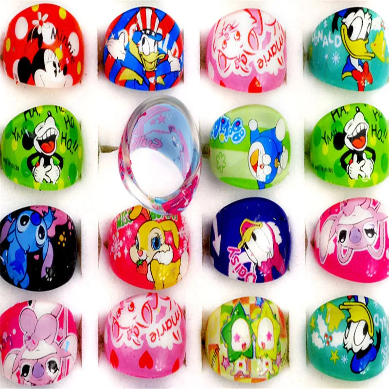 Wholesale-10Pcs-lot-Lovely-Cute-Kids-Cartoon-Resin-Lucite-Rings ...