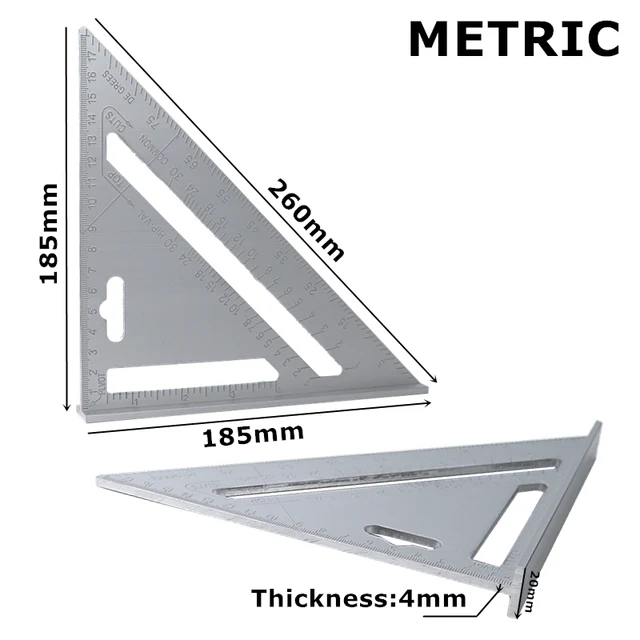 7'' Triangle Angle Protractor Aluminum Alloy Speed Square Measuring ...
