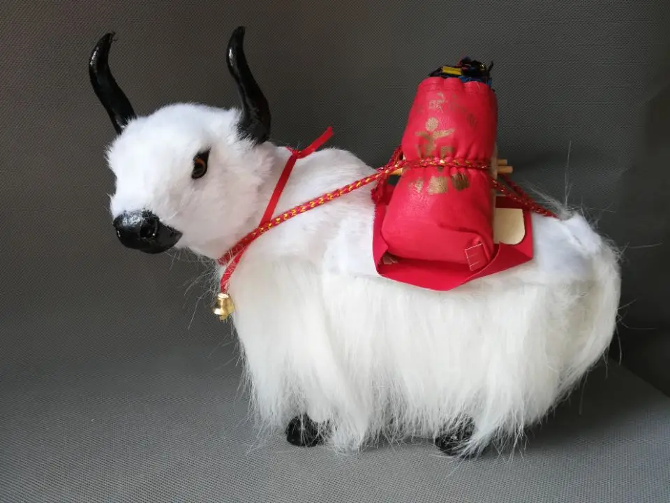 Real Life Toy Yak Model About 28x25cm White Yak Home Decoration ...