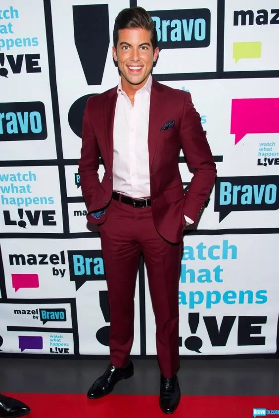 Custom Made Red Suit Formal Men Suits Wedding Stage Show Burgundy Men's ...