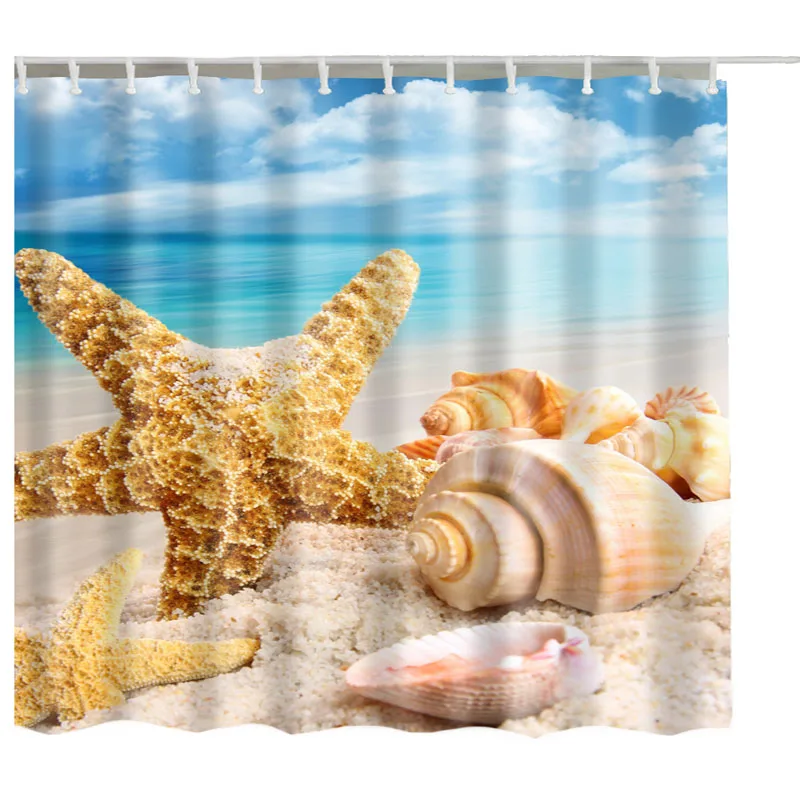 High Quality starfish shell Shower Curtain Custom Design Creative ...